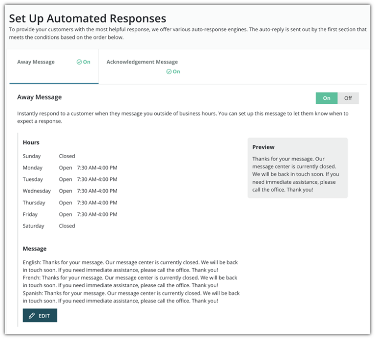 Automated Responses for Messages